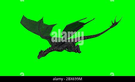 dragon in flight on green screen Stock Photo - Alamy