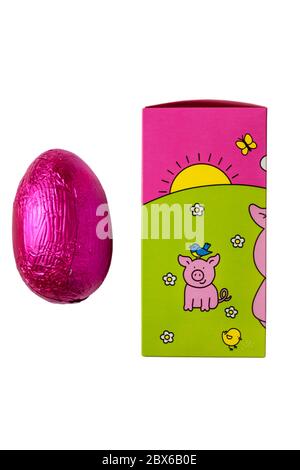 M&S Percy Pig milk chocolate egg and sweets removed from box isolated on white background ...