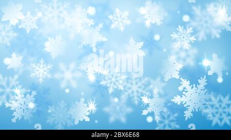 Christmas blurred background of complex defocused big and small falling ...