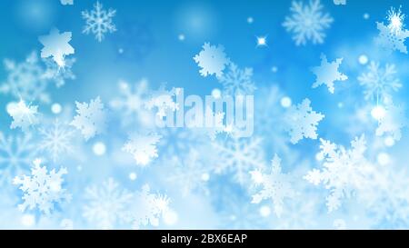 Christmas blurred background of complex defocused big and small falling ...