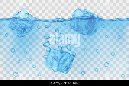Three blue cubes floating in the air. Impossible 3D geometric shape ...