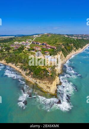 A beautiful rocky shore on the Bulgarian Black sea coast in Tyulenovo ...