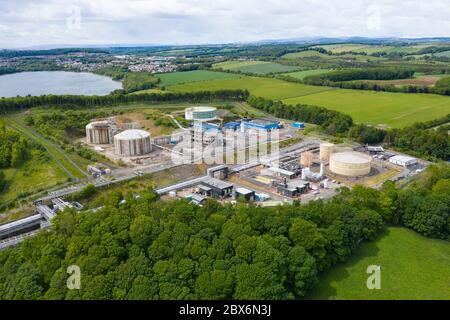 Aerial view of Exxon-Shell Braefoot Bay export terminal on Firth of ...