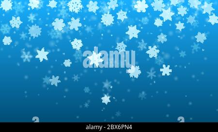 Christmas background of complex blurred and clear falling snowflakes in ...