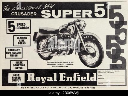 Vintage advertisement for the British Royal Enfield 1963 range of motorcycles Stock Photo - Alamy