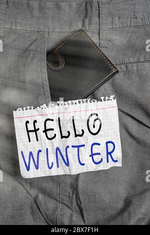 Writing note showing Hello Winter. Business concept for coldest season ...