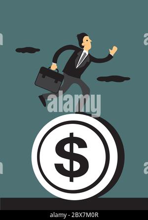 Businessman is running on dollar coin clock Stock Vector Image & Art ...