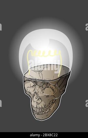 Skull light bulb dead idea. Vector illustration Stock Vector Image ...