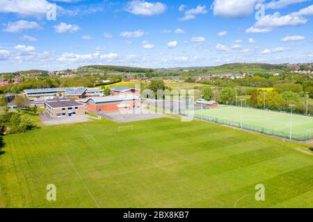 aerial view of Wakefield College Castleford Campus (V-shaped building ...