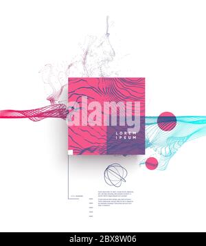 Array Vector With Splash Particles. Connection Round Structure. Digital Abstract Background ...