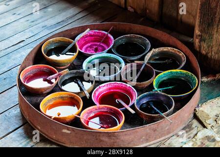 Traditional lacquer ware on sale at the factory shop in Myanmar former ...