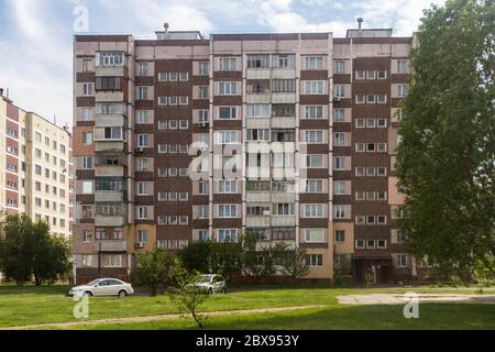 Apartment building based on a post-soviet architecture style in a ...