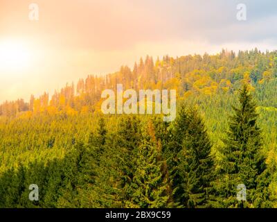 Stozec Mountain ridge with Stozec Rock on the top. Forest landscape of ...