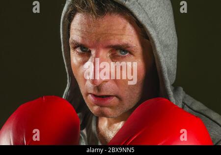 Boxer with sweaty face, close up Stock Photo - Alamy