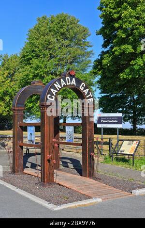 The Canada Gate at the Passchendaele Canadian Memorial (Crest Farm) for ...