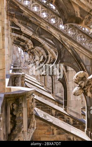 Detail of the buttresses, flying buttresses and pinnacles of the Milan ...