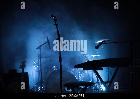 empty stage with band equipment set up Stock Photo - Alamy