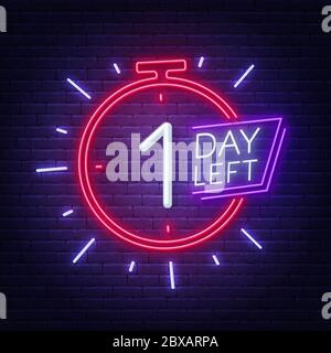 One day to go neon sign on brick wall background. Vector illustration ...
