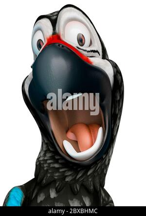 parrot cartoon is is surprised. This guy in clipping path is very ...