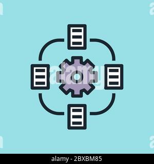 Machine learning algorithm, flat vector illustration. Artificial ...