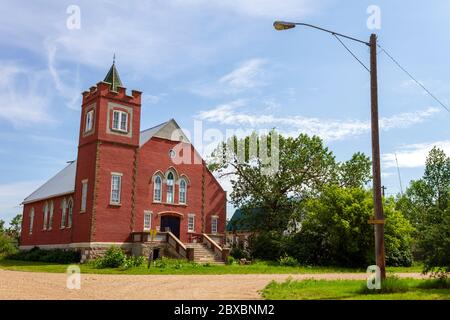 Exterior of Aneroid United Church in the Canadian Prairies town of ...