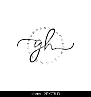 GH Initial Letter handwriting logo hand drawn template vector, logo for ...