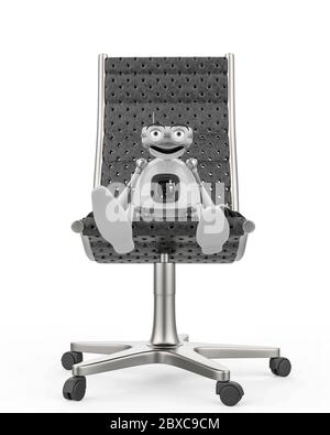 vintage robot boss is on the chair in a white background. This bot will ...