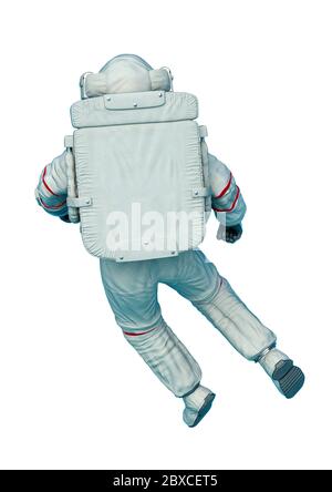 flying astronaut, back view, isolated on white background, back view ...