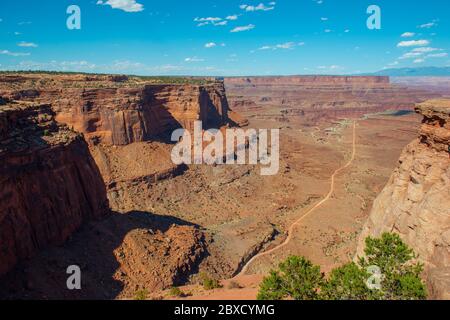 Aerial view of canyon from Shafer Canyon Overlook in Canyonlands ...
