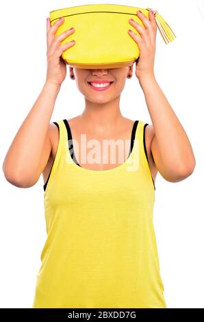 yellow purse on a white background. green purse on a white background ...