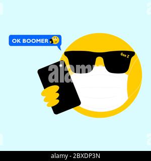 Gen Z rolling eyes face emoji texting OK Boomer, generation z verses ...