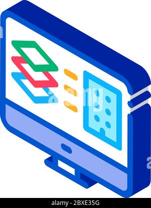 computer simulation of building icon vector outline illustration Stock ...