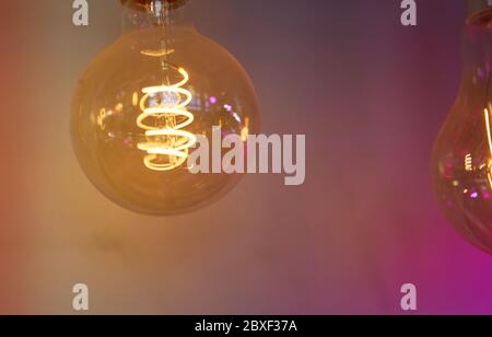 bright incandescent lamps hang in the window Stock Photo - Alamy