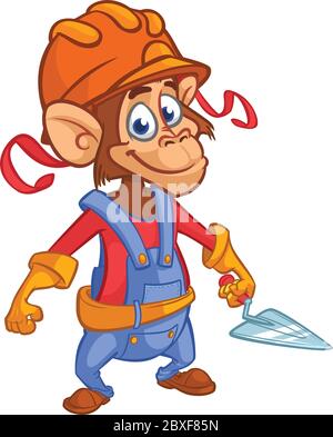 A cartoon construction worker chimpanzee smiling Stock Vector Image ...