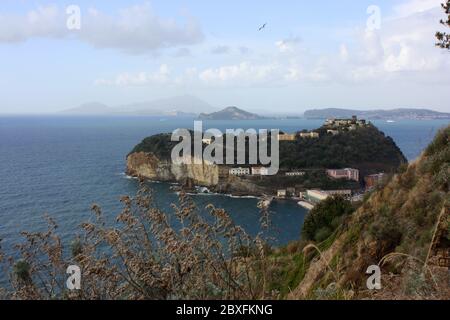 view of the island of Nisida and the neapolitan archipelago and the ...
