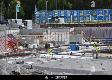 Construction of the new football arena, Linköping arena, in Linköping ...