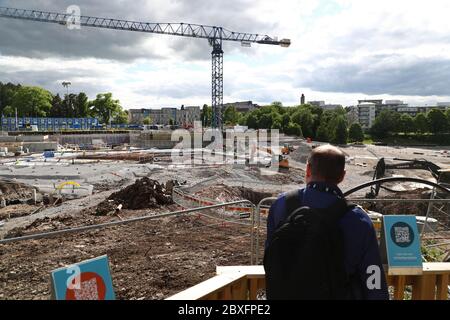 Construction of the new football arena, Linköping arena, in Linköping ...