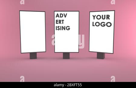 three advertising billboards 3d rendering. 3d illustration Stock Photo ...
