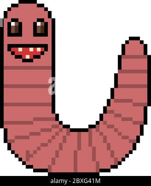 Vector illustration of Cartoon worm - Pixel design Stock Vector Image ...