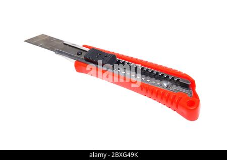 Green stationery knife isolated on a white background. Closed paper ...