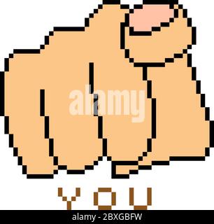 vector pixel art hand sign middle finger isolated Stock Vector Image ...