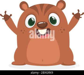 Cartoon funny marmot waving with smile and blink. Vector illustration ...
