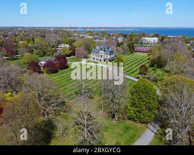 Chateau-sur-Mer aerial view at Newport, Rhode Island RI, USA. Chateau ...