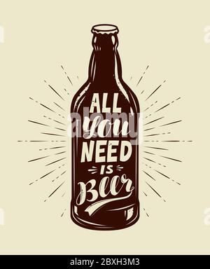 Beer menu. Lettering phrase with illustration of beer mug. Design ...