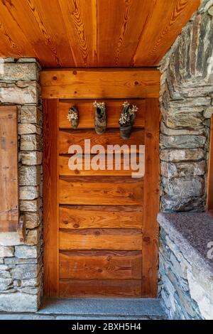 Typical Walser style houses in Pedemonte, Alagna Valsesia, Piedmont ...