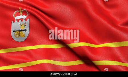 Flag of Smolensk Oblast waving in the wind with a positive Covid-19 ...