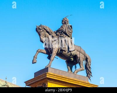 Statue of George of Podiebrad or King of Bohemia in Podebrady, Central ...