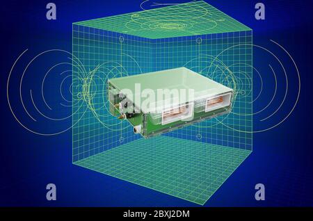 Visualization 3d cad model of Ceiling Cassette Unit, Indoor Unit of Air ...