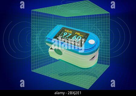 Pulse oximeter, visualization 3d cad model, blueprint. 3D rendering ...
