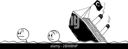 vector illustration of ship sinking in the ocean Stock Vector Image ...